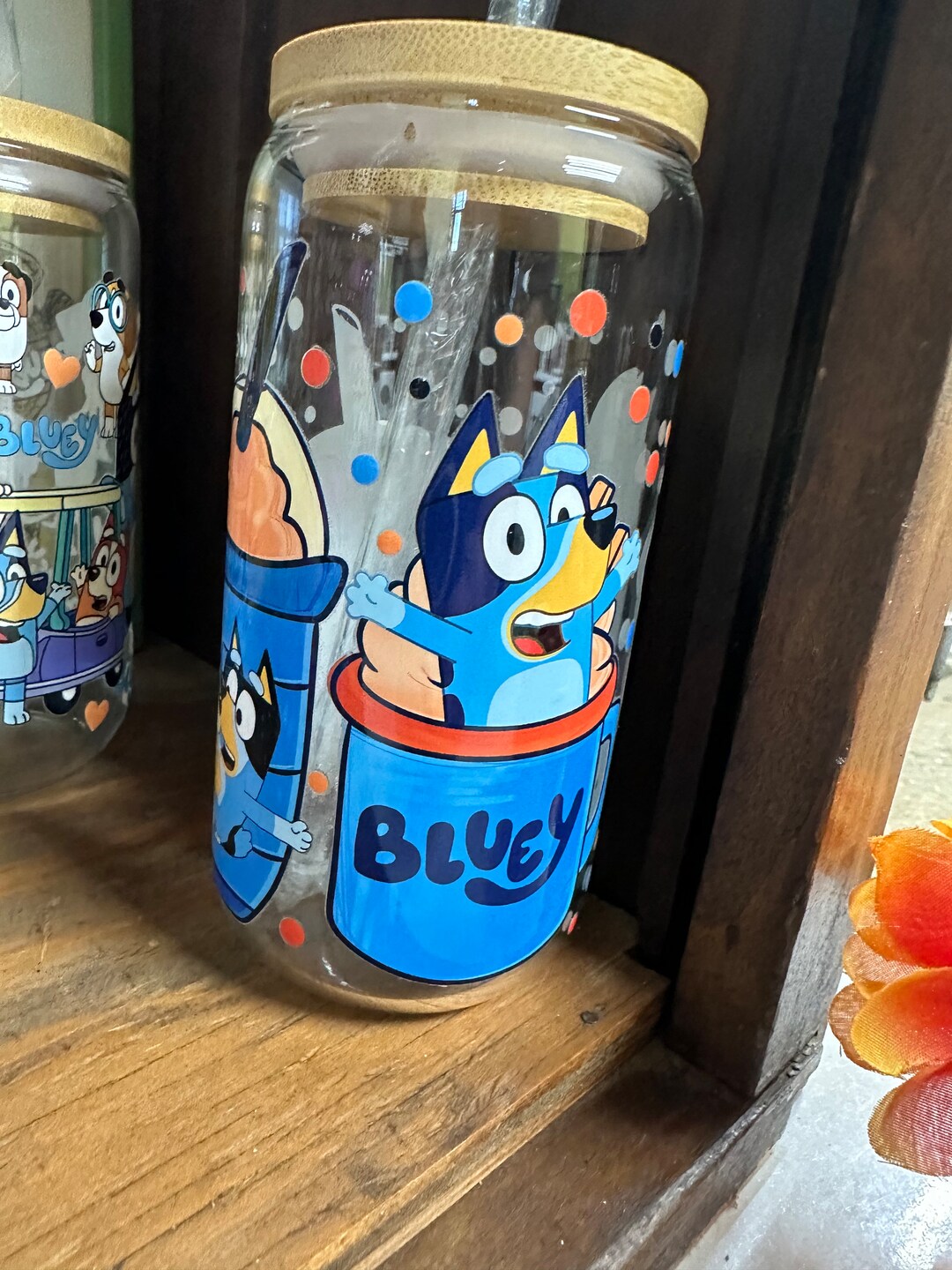 Iced Coffee Cup 16 Oz. Glass Soda Can Cup W/ Bamboo Top Glass Libby Cup ...