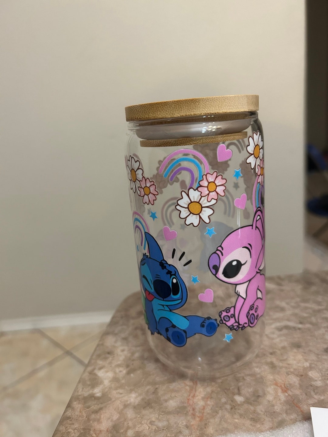 Iced Coffee Cup 16 Oz. Glass Soda Can Cup W/ Bamboo Top Glass Libby Cup ...