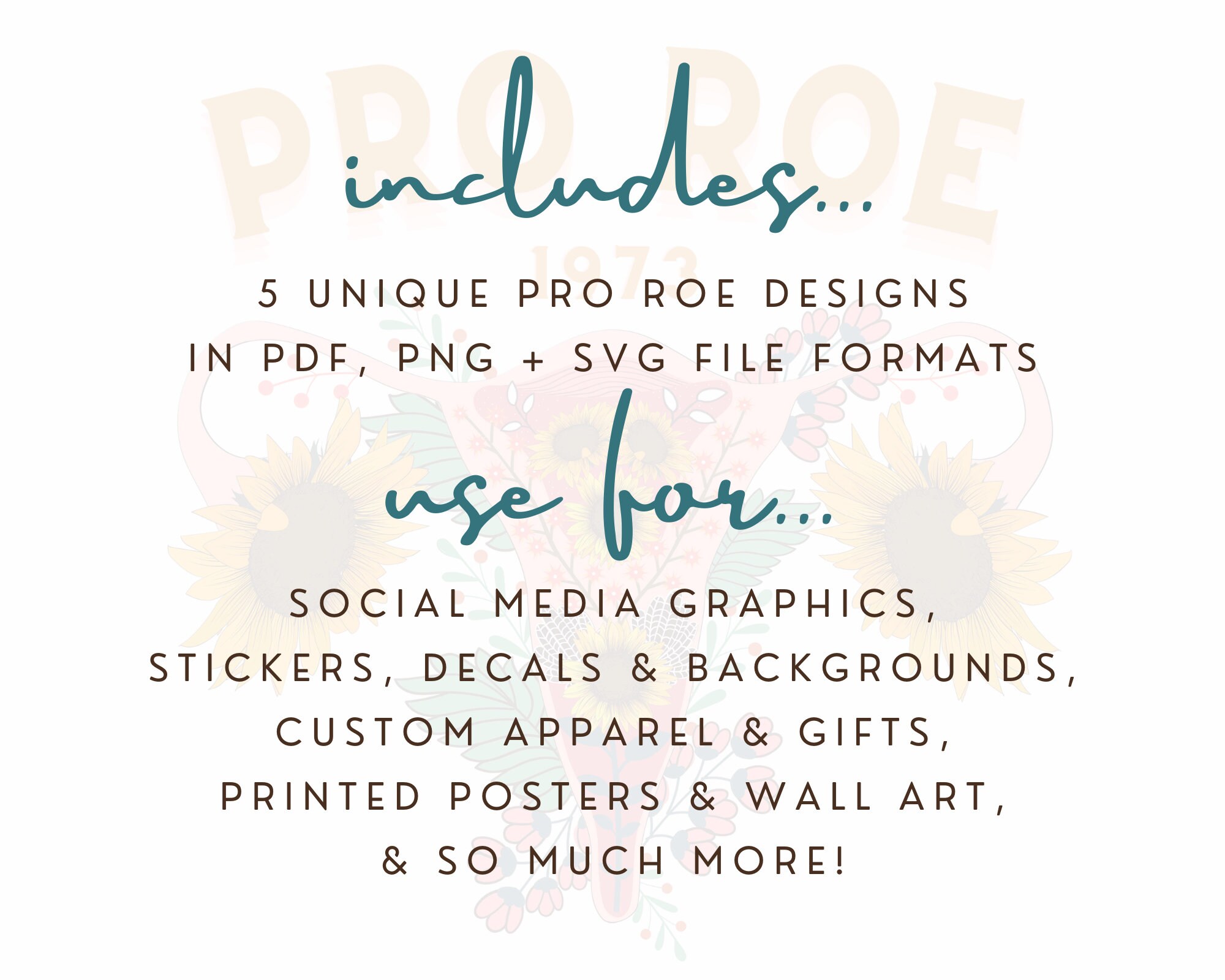 5 Pack Pro Roe Graphics | PDF, PNG, SVG Files | Digital Download - Etsy