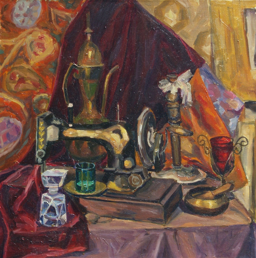 Sewing at Night Still Life With a Sewing Machine a Candle - Etsy