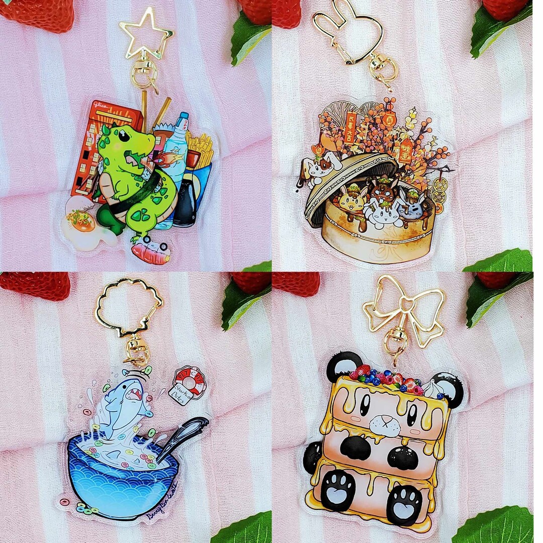 Cute Animal Food Keychains / Pet Cafe Charms / Acrylic Keychains ...