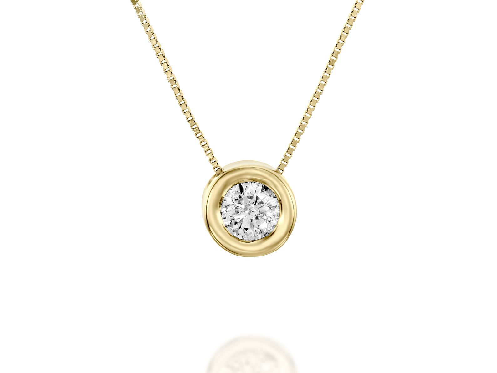 Solitaire Round Diamond Necklace Diamond Solitaire Pendant | Etsy