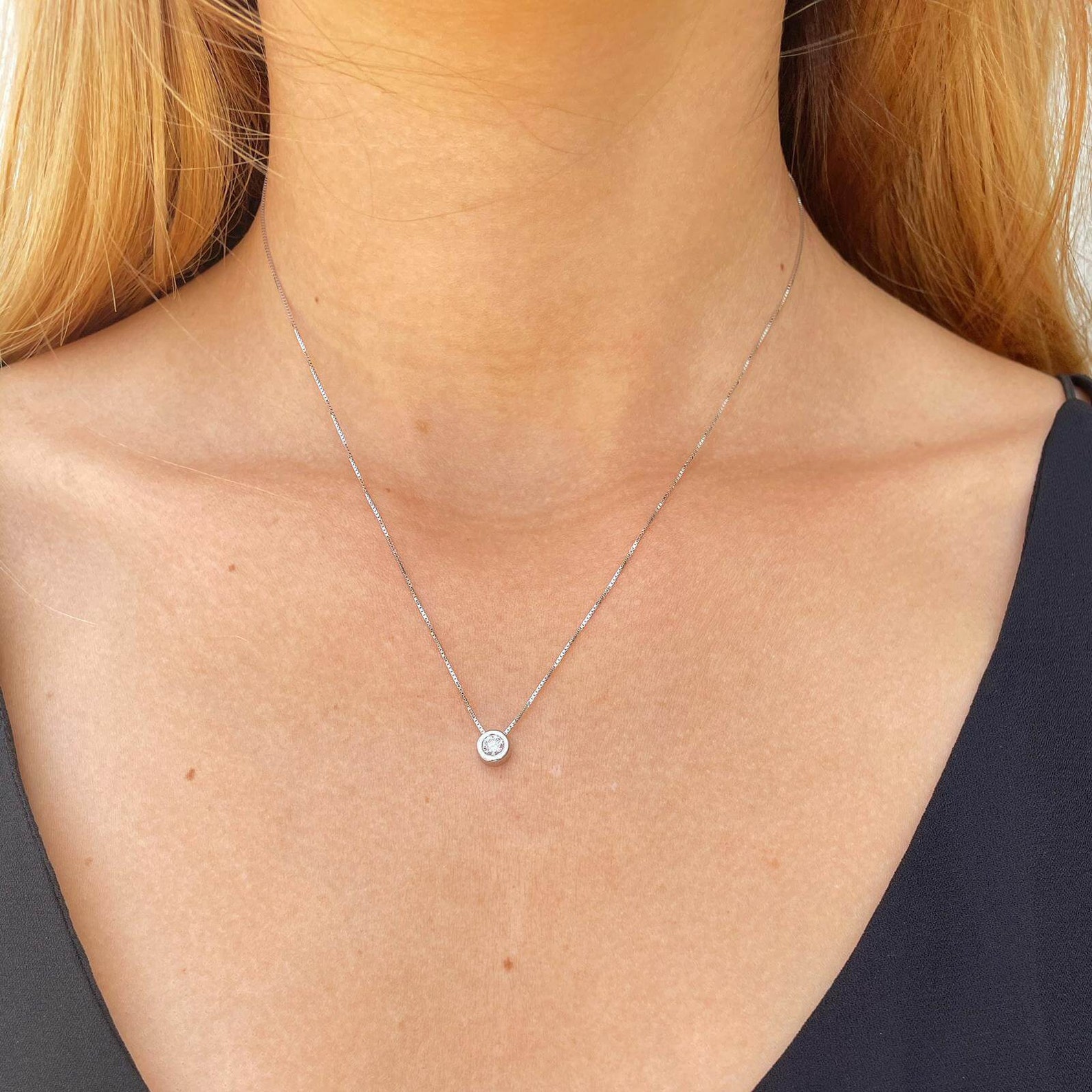 Solitaire Round Diamond Necklace Diamond Solitaire Pendant | Etsy