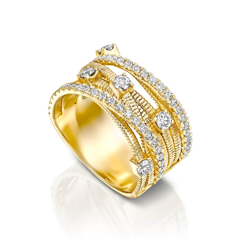 Wide Diamond Wedding Ring Big Diamond Band Diamond Ring for - Etsy