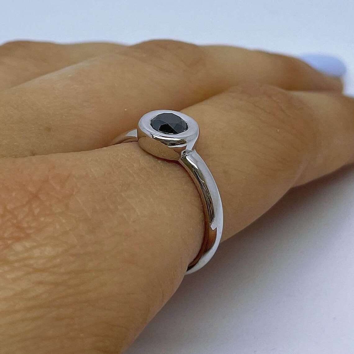 Vintage Black Diamond Ring Solitaire Ring Unique Diamond - Etsy