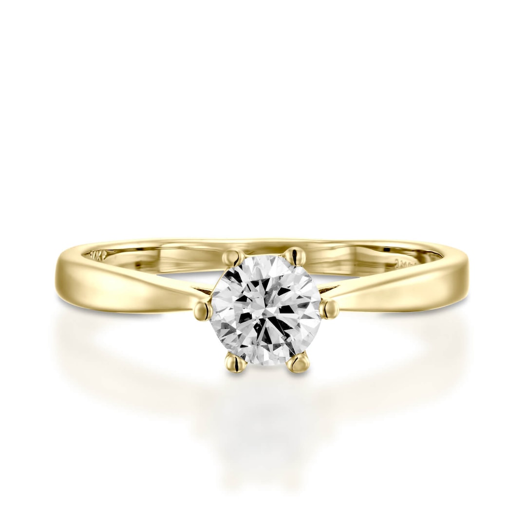 Classic Diamond Engagement Ring, Real Diamond Engagement Ring, Promise ...