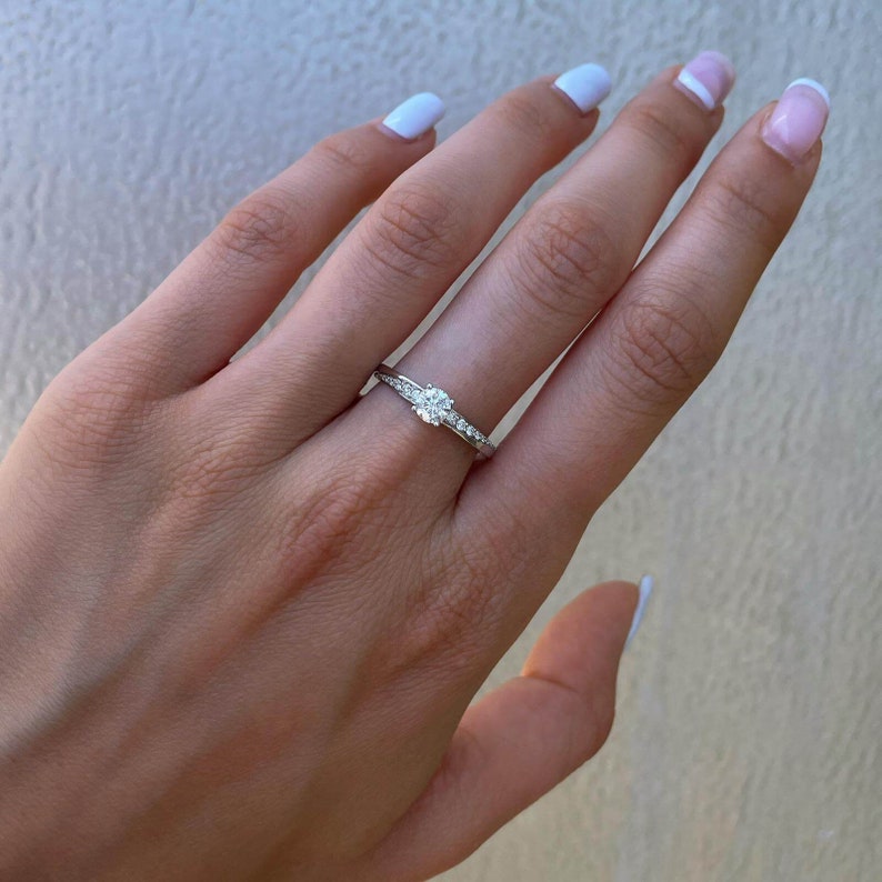 Real Diamond Engagement Ring Delicate Diamond Proposal Ring | Etsy