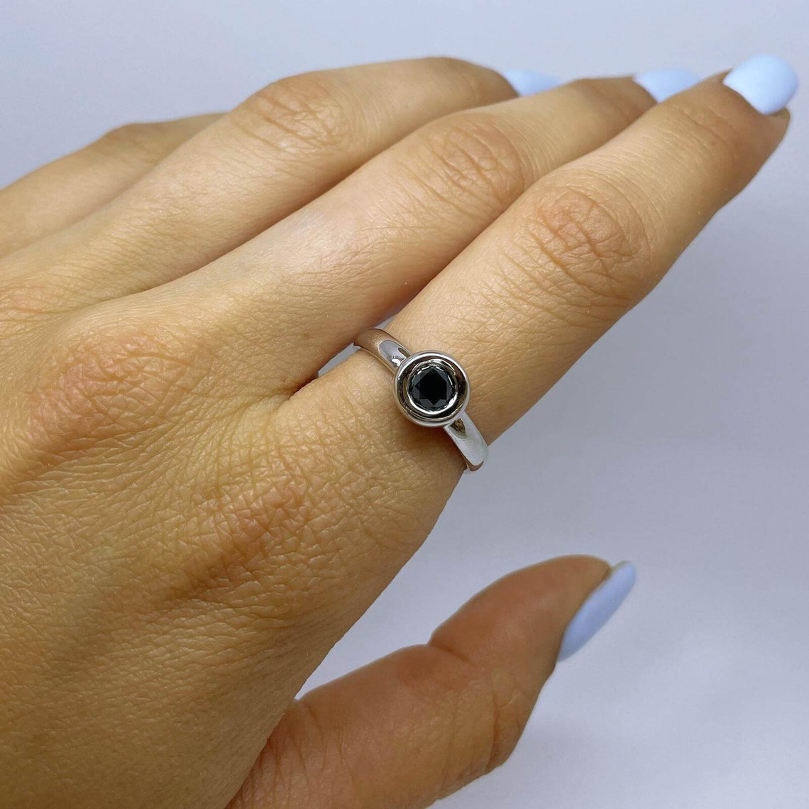 Vintage Black Diamond Ring Solitaire Ring Unique Diamond - Etsy