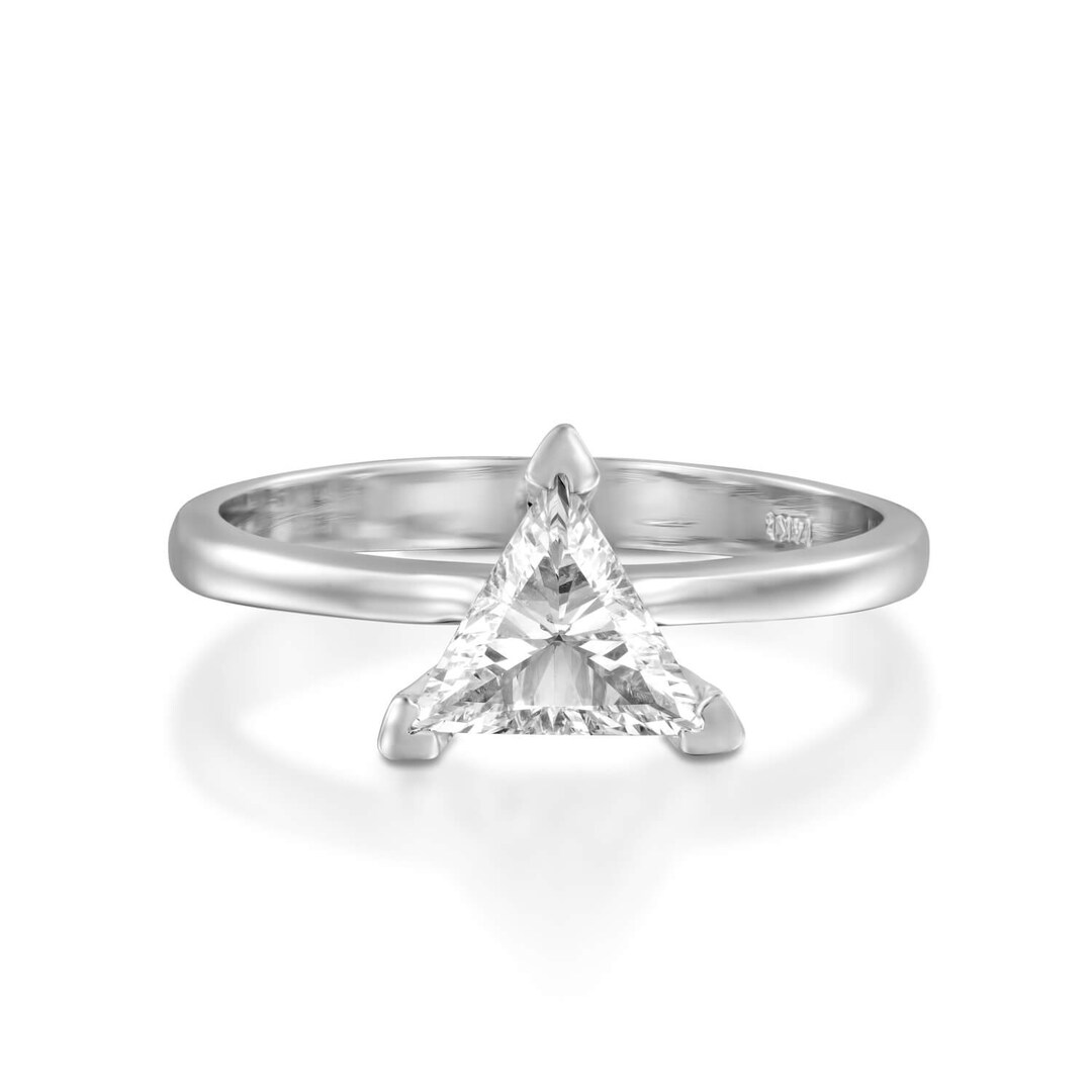 Triangle Diamond Engagement Ring, Trillion Diamond Band, Promise ...