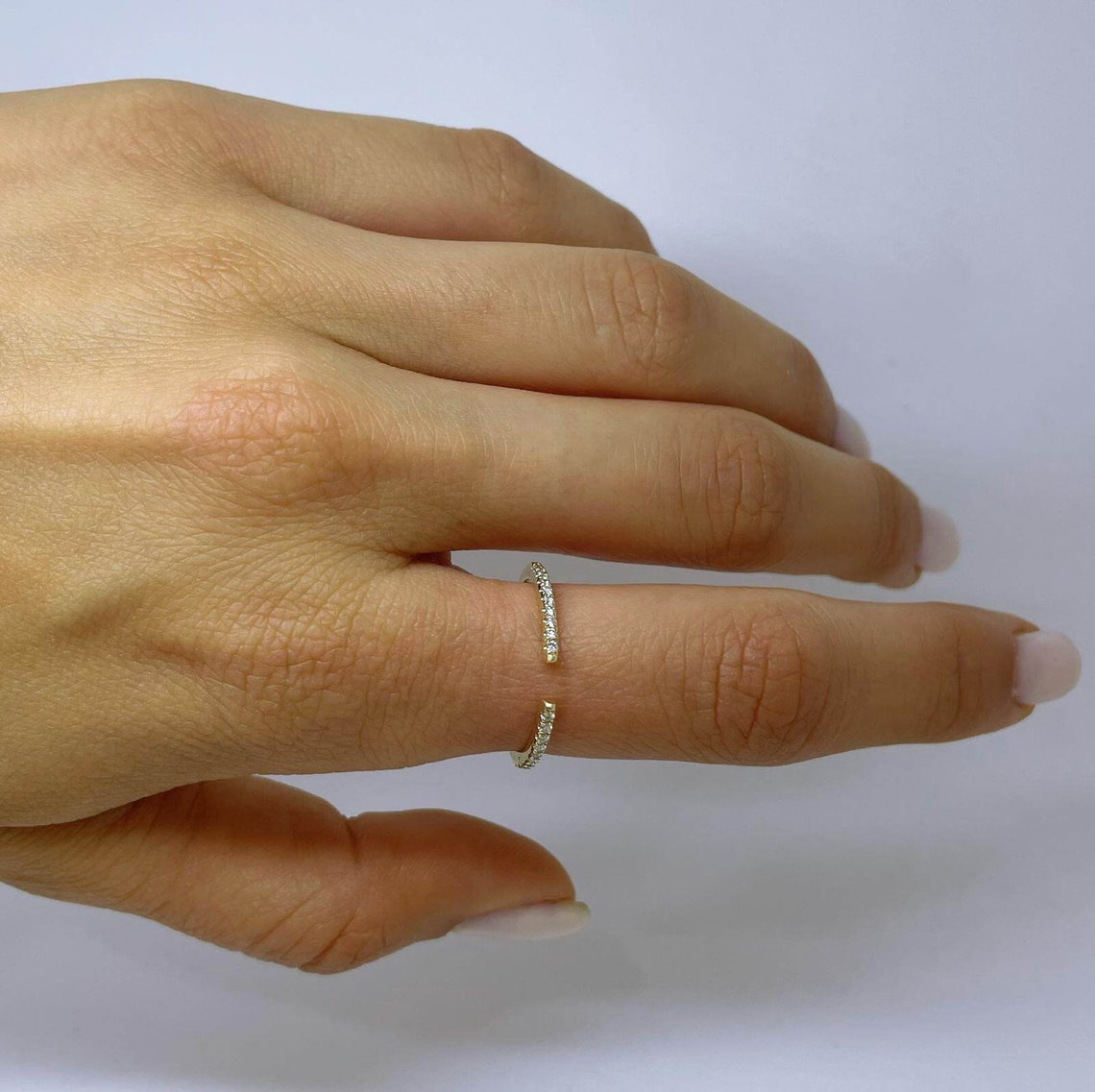 Open Diamond Ring Diamond Wedding Band Half Eternity Ring - Etsy