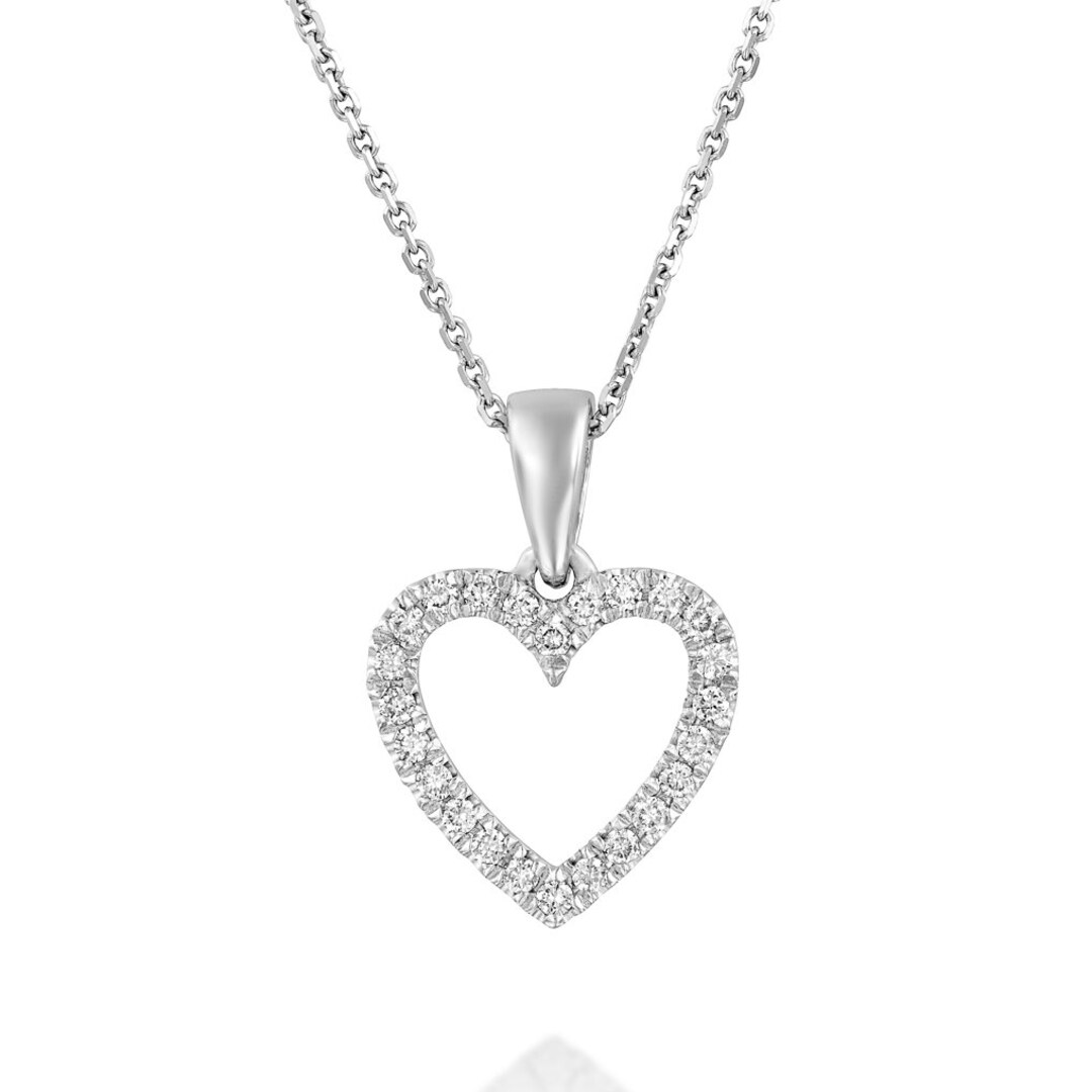 Open Heart Diamond Necklace, Diamond Heart Pendant, Pave Diamond ...