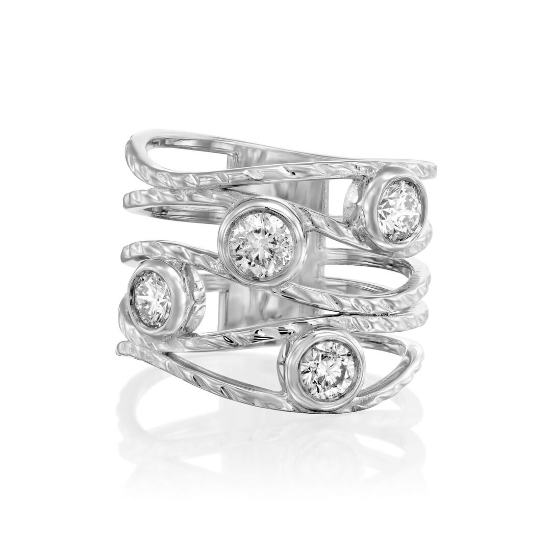 Wide Diamond Wedding Ring, Big Diamond Band, Diamond Ring for Women ...