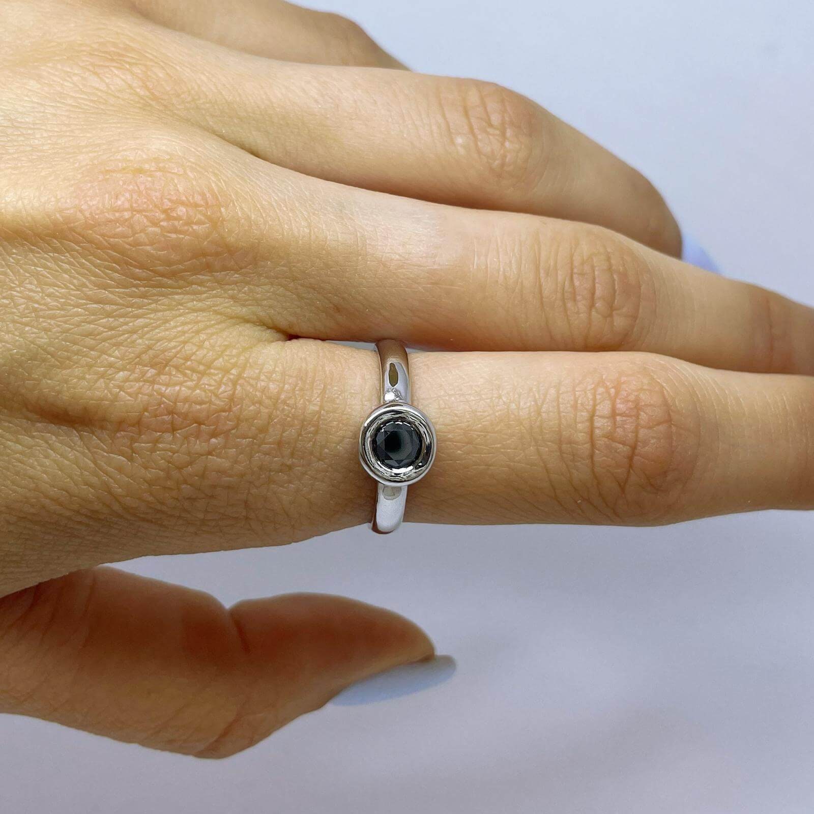 Vintage Black Diamond Ring Solitaire Ring Unique Diamond | Etsy