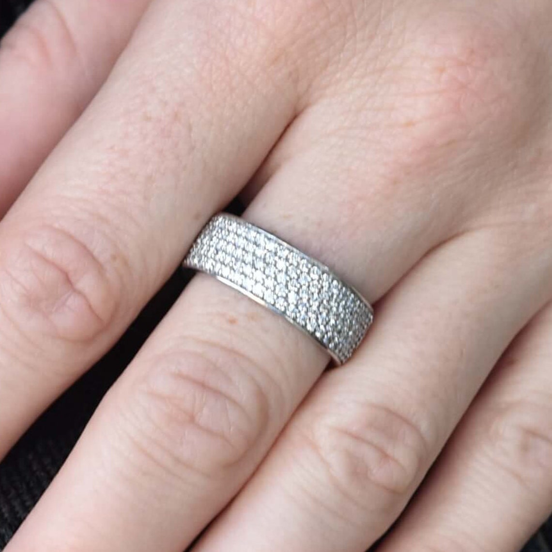 Wide Diamond Wedding Ring Big Diamond Band Diamond Ring for - Etsy UK