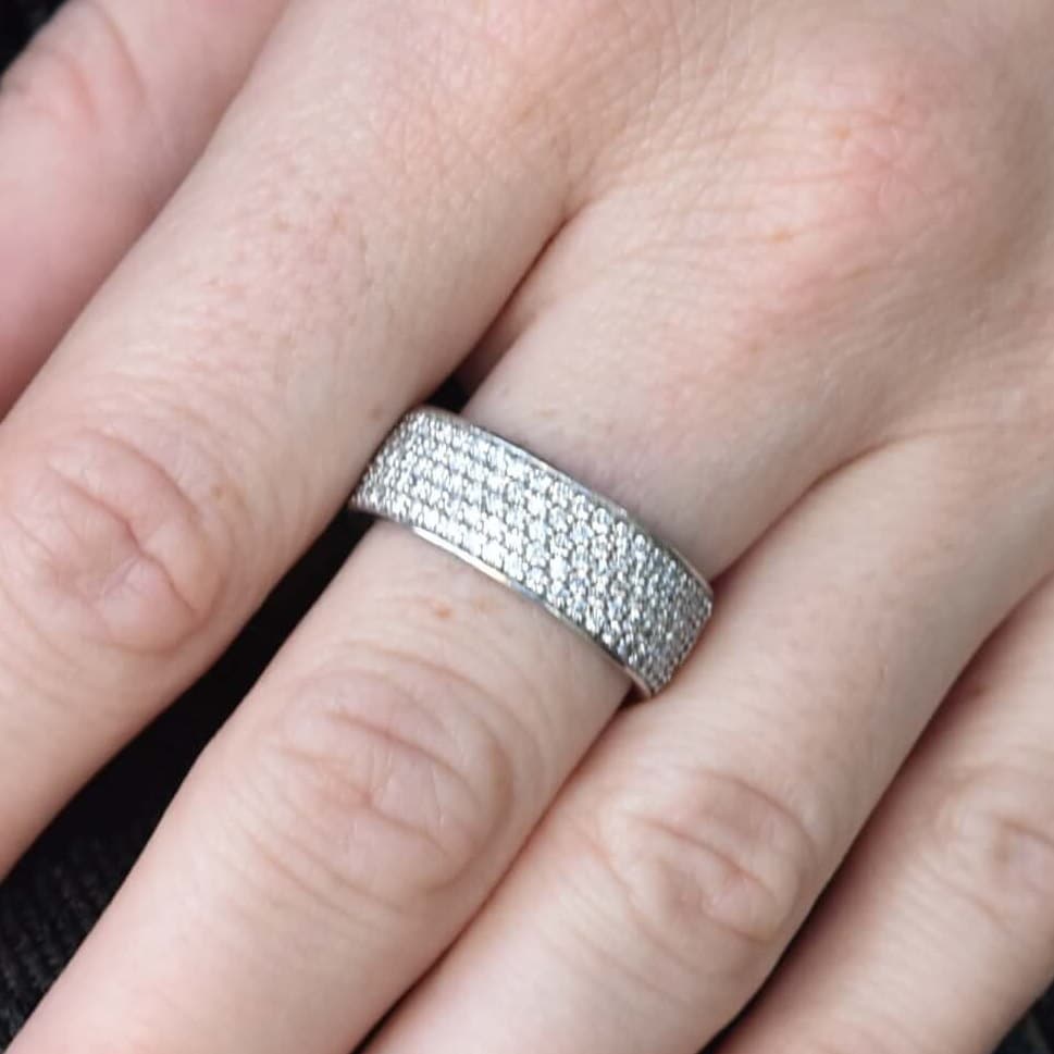 Wide Diamond Wedding Ring Big Diamond Band Diamond Ring for - Etsy UK