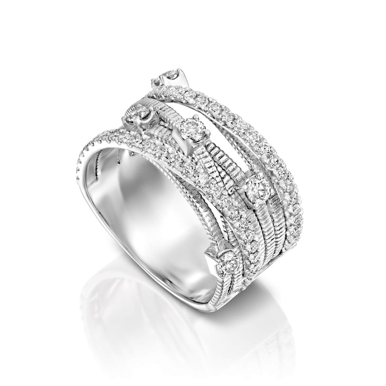 Wide Diamond Wedding Ring Big Diamond Band Diamond Ring for - Etsy