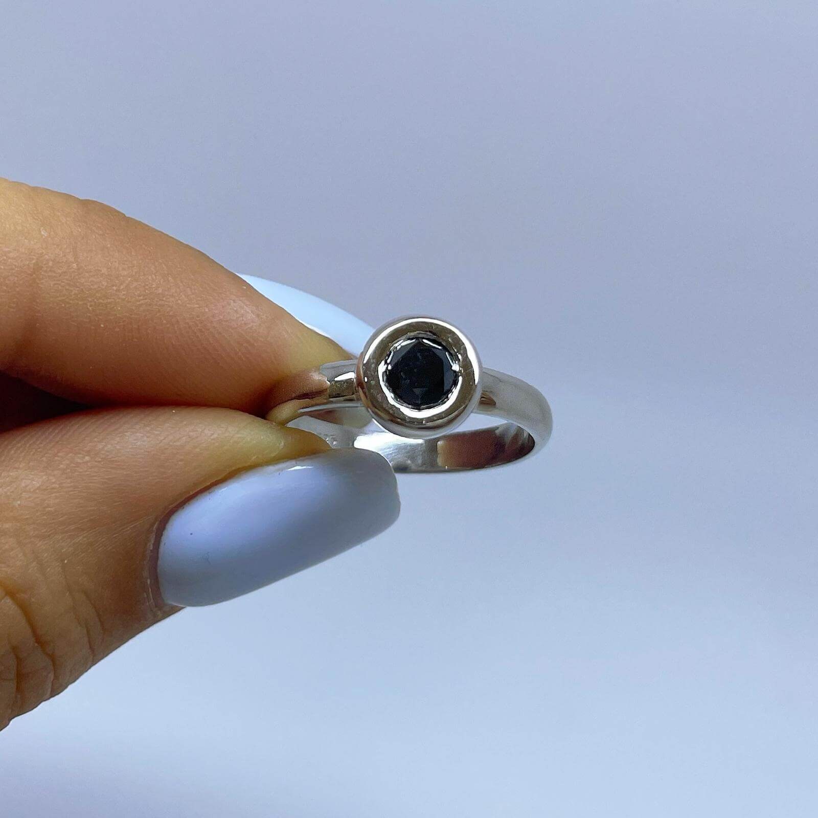 Vintage Black Diamond Ring, Solitaire Ring, Unique Diamond Ring ...