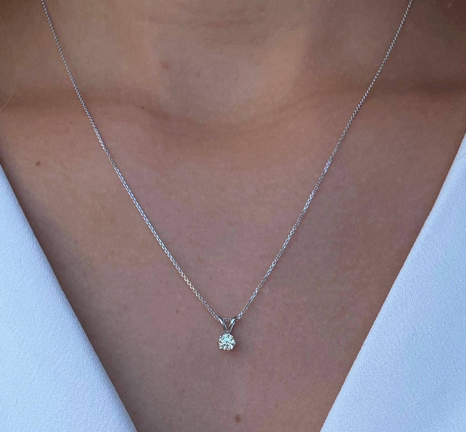 Solitaire Diamond Necklace Dainty Diamond Necklace Real - Etsy