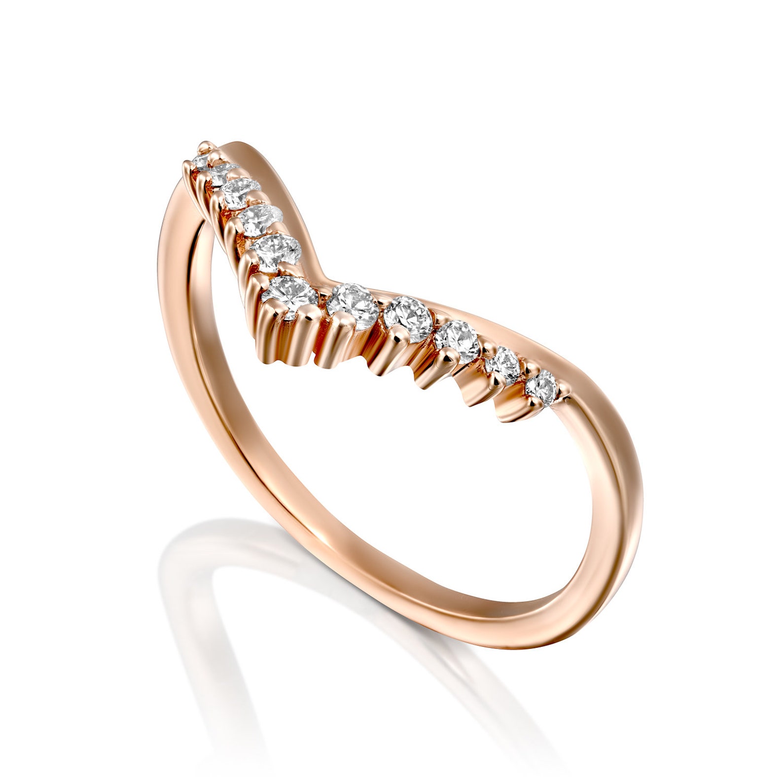 Chevron Diamond Ring Chevron Wedding Band Alternative - Etsy