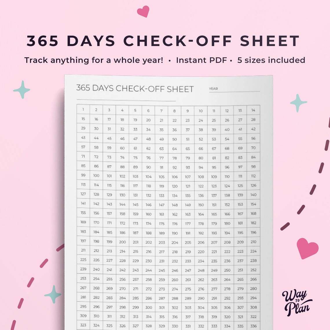 365 Days Tracker, 365 Days Check Off, 365 Journal, 365 Day Challenge ...