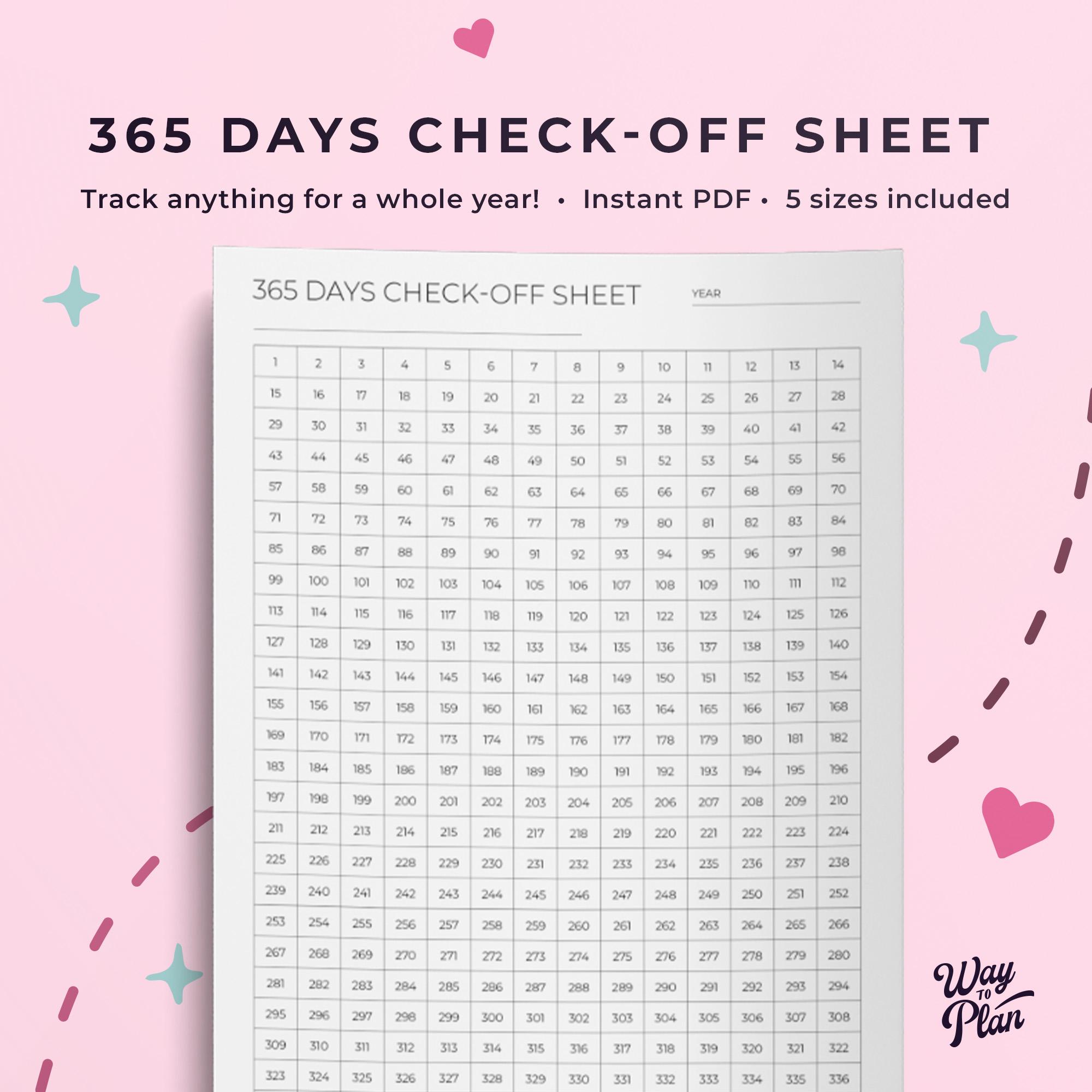 365 Days Tracker, 365 Days Check Off, 365 Journal, 365 Day Challenge ...