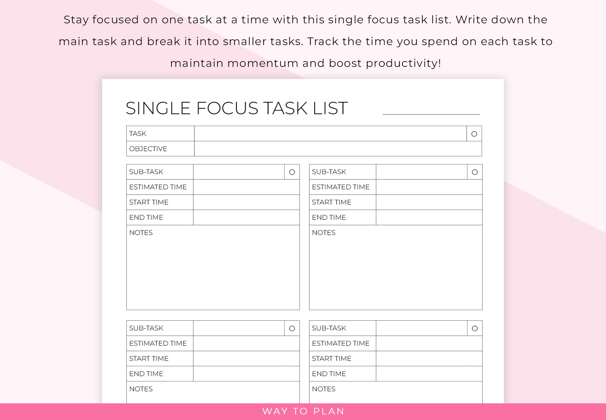Single Focus Task List to Keep Focused and Boost Your Productivity - Etsy
