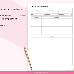 Book Chapter Summary Template. Printable Revision Sheet. Exam Prep ...