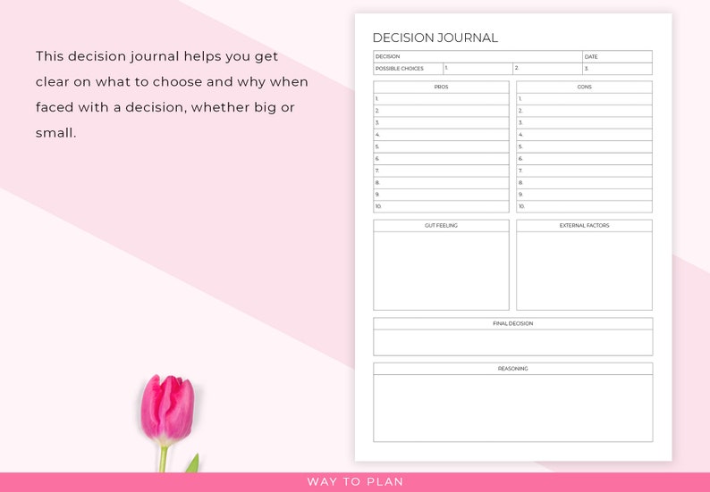 Decision Journal to Help You Make a Choice When Faced With a Decision ...