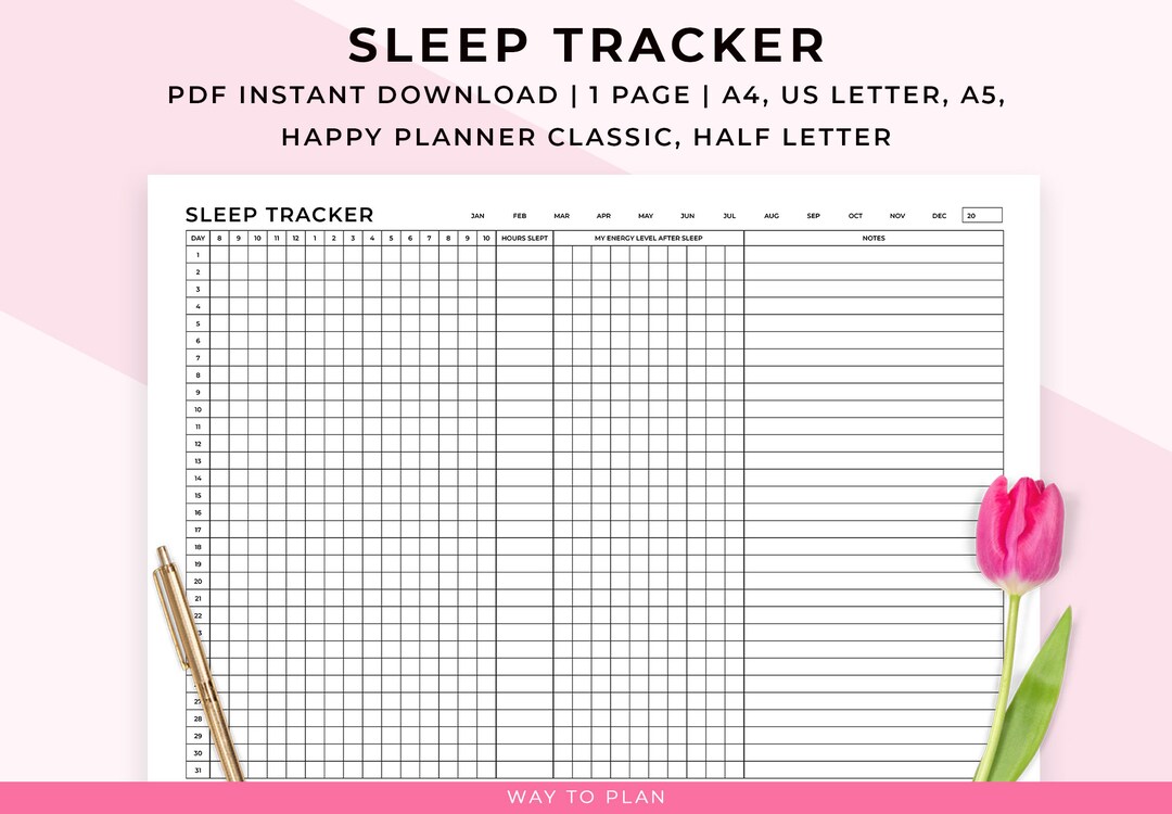 Sleep Tracker Printable, Monthly Sleep Tracker, Sleep Diary, Sleep ...
