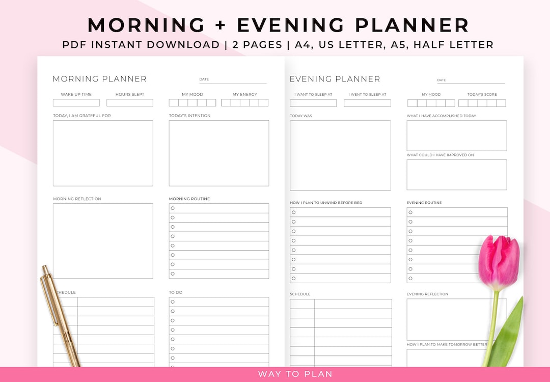 Morning and Evening Routine Bundle. Daily Routine Printable Journal ...