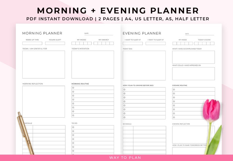 Morning and Evening Routine Bundle. Daily Routine Printable Journal ...