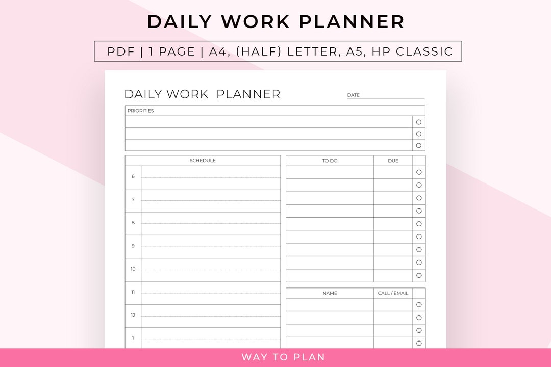 Daily Work Planner for Organizing Tasks, Scheduling, Tracking To-dos ...