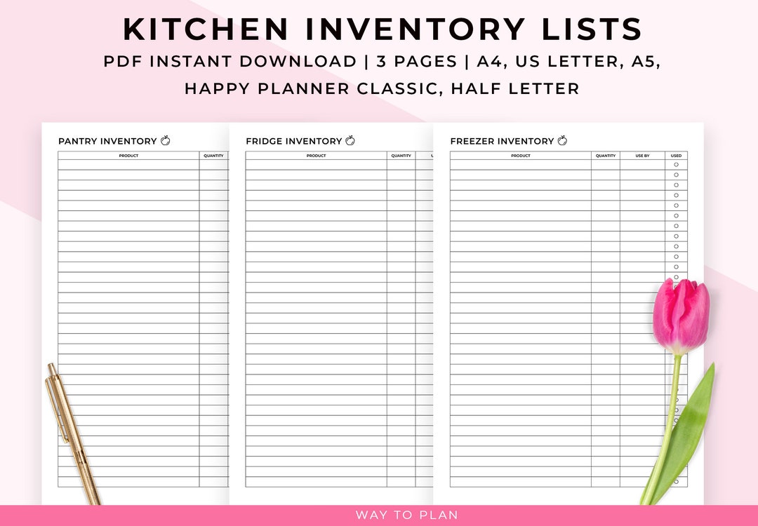 Kitchen Inventory List for Fridge, Freezer, Pantry. Printable Food ...