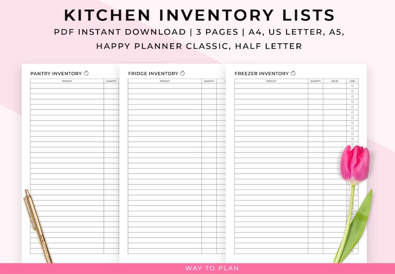 Kitchen Inventory List for Fridge Freezer Pantry. Printable - Etsy