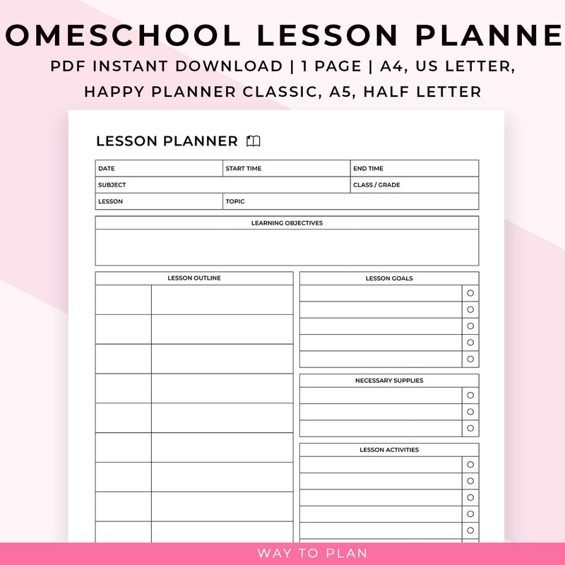 Homeschool Lesson Plan - Etsy