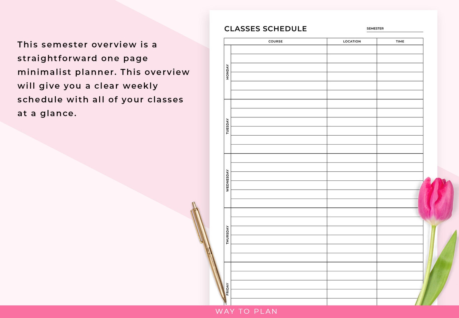 Semester Overview Template. Weekly Class Schedule. Course Subject ...