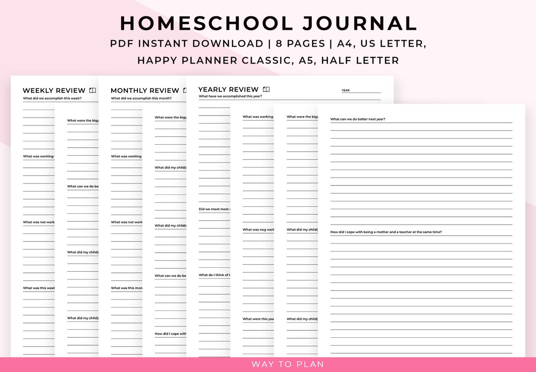 Homeschool Journal Planner Pages. Printable Homeschool Journal Prompts ...