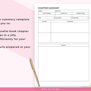 Book Chapter Summary Template. Printable Revision Sheet. Exam Prep ...