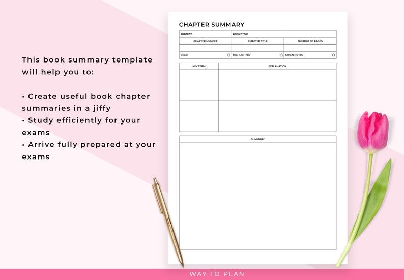 Book Chapter Summary Template. Printable Revision Sheet. Exam Prep ...