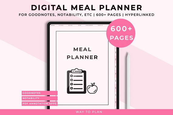 Digital Meal Planner Goodnotes Ipad. Weekly Meal Planner. | Etsy