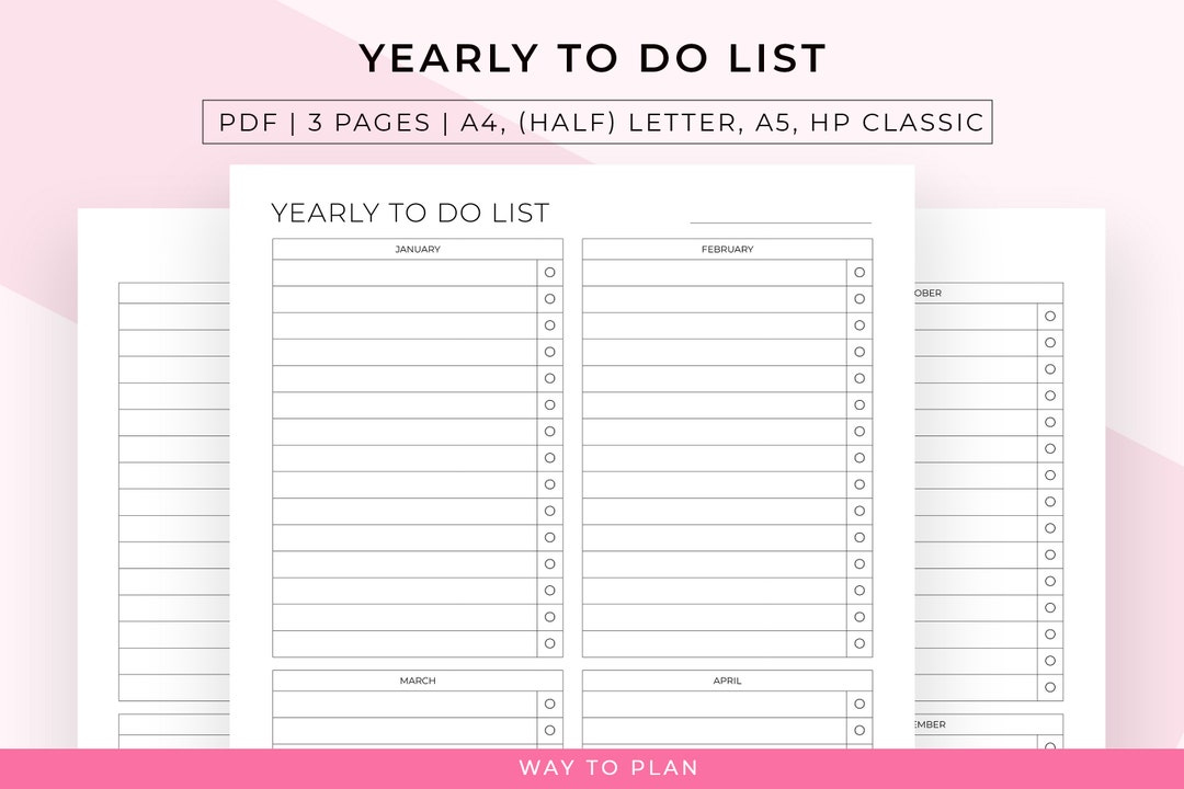 Yearly to Do List, Annual to Do List to Help You Keep Track of Your ...