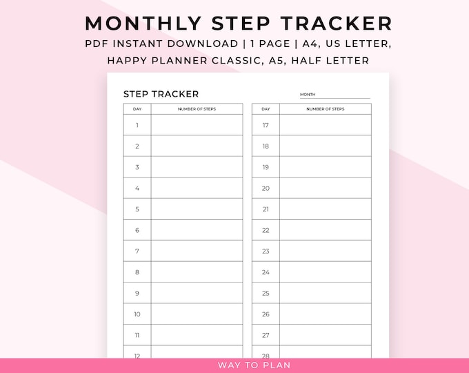 Step Tracker Printable. 30 Day Step Challenge Template. - Etsy