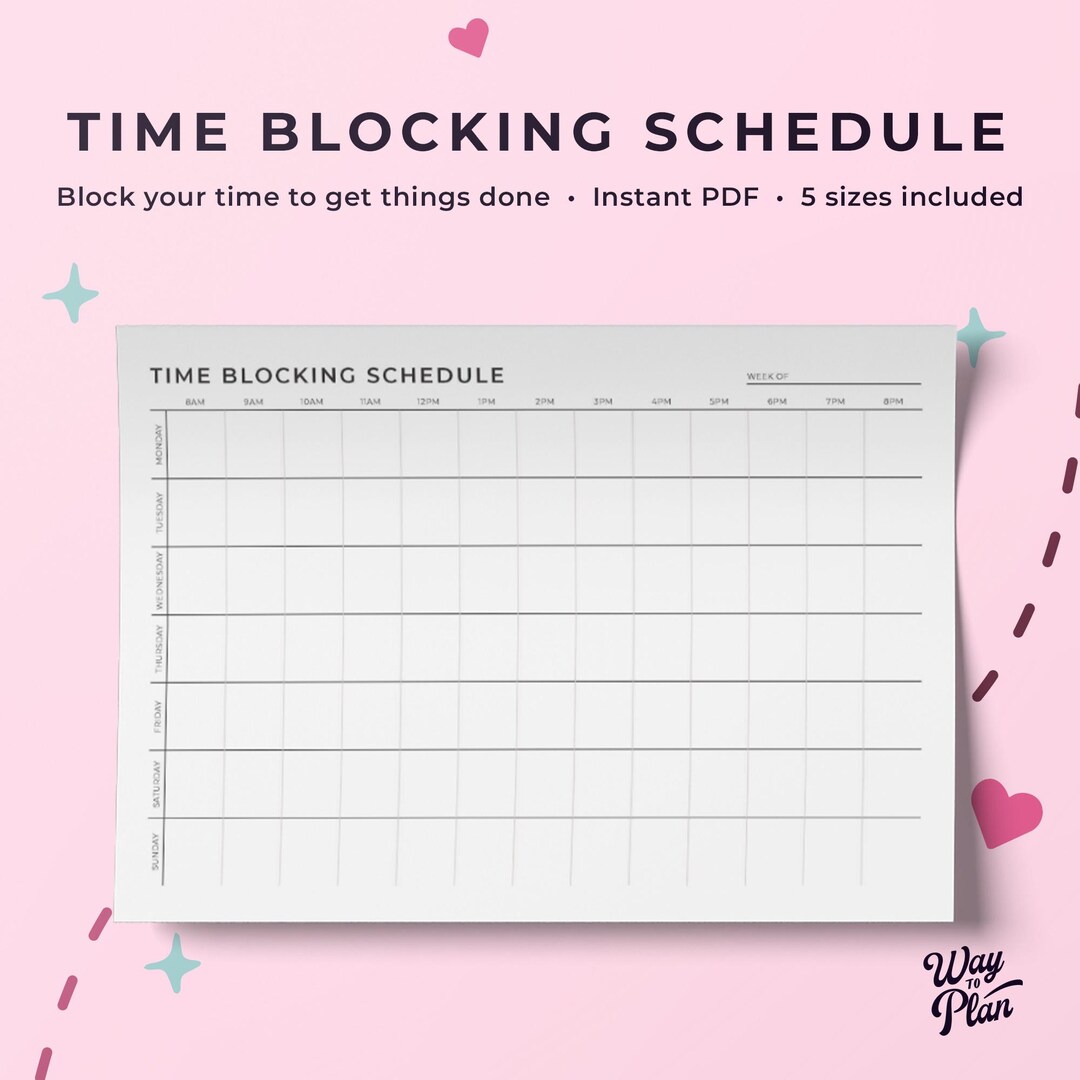 Time Block Schedule, Time Block Planner, Time Block Printable, Time ...