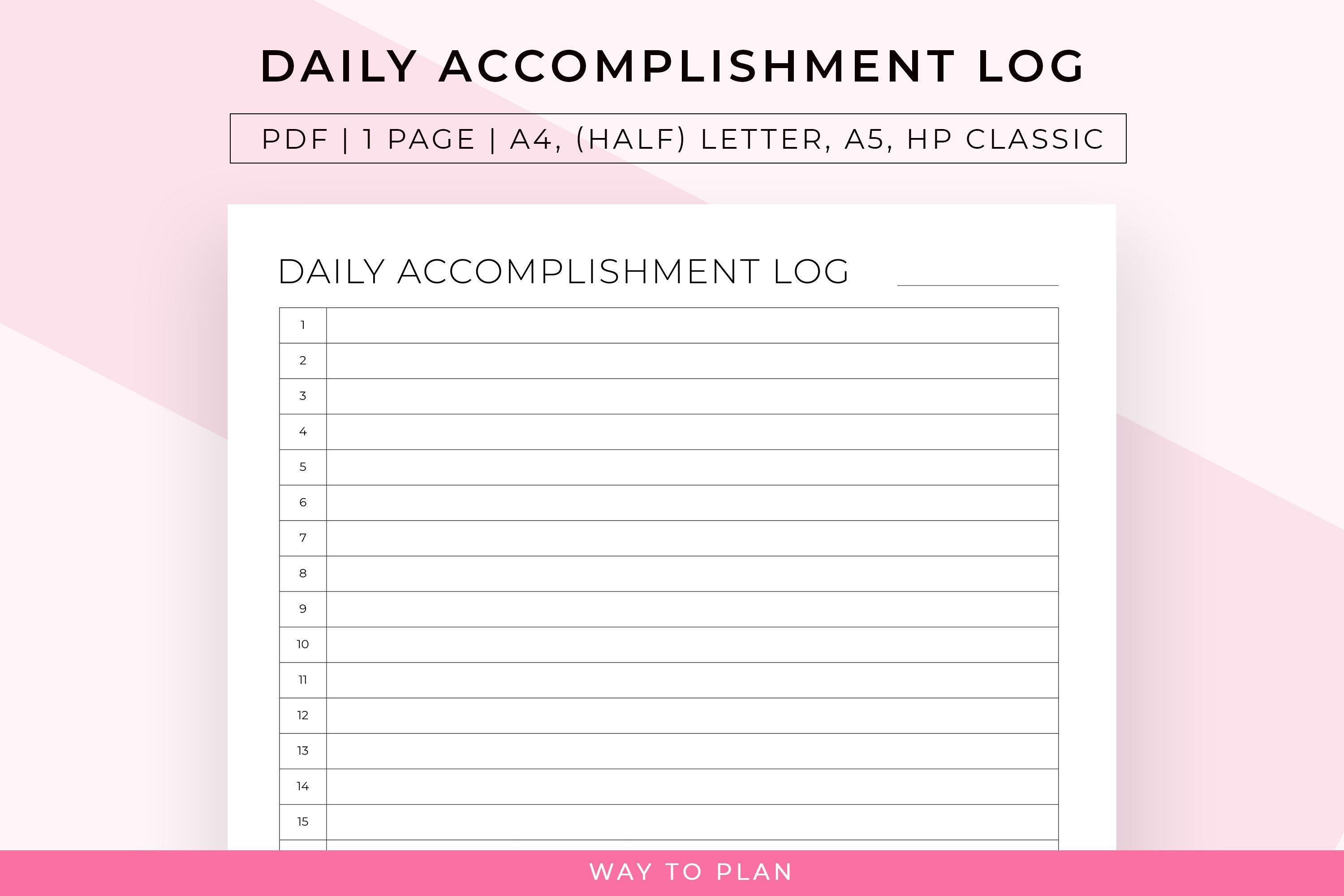 Daily Accomplishment Log to Record Your Daily Accomplishments to ...