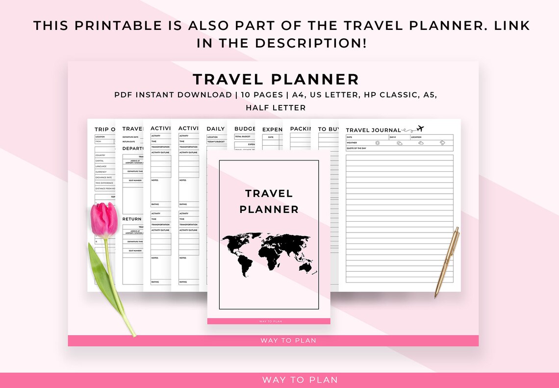 Travel Journal Printable. Travel Memory Journal. Vacation Journal ...