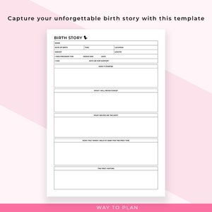 Birth Story Template. Printable Birth Story Journal. How to Write a ...