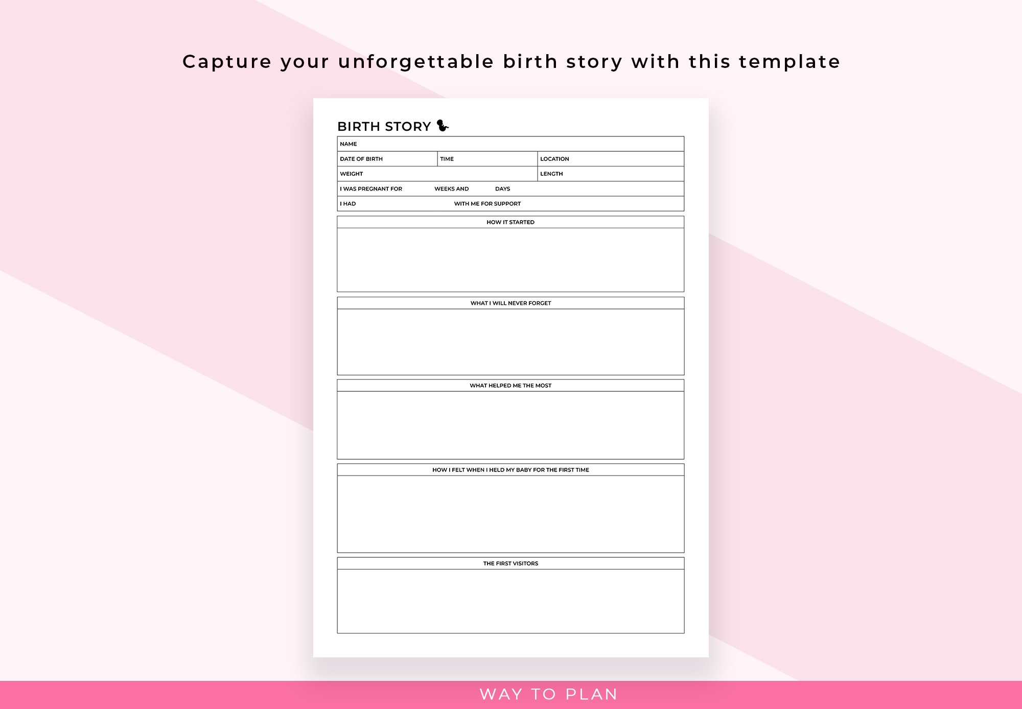 Birth Story Template. Printable Birth Story Journal. How to Write a ...