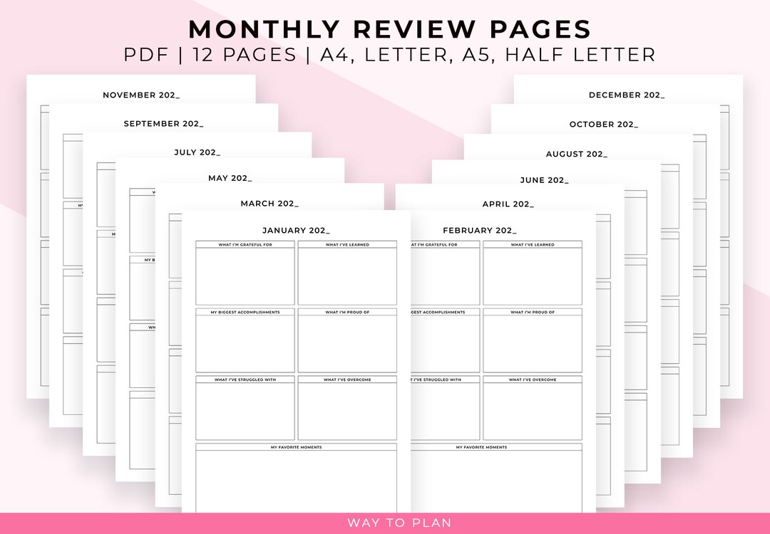 Monthly Review. Monthly Reflection Pages. End of Month Recap. Monthly ...