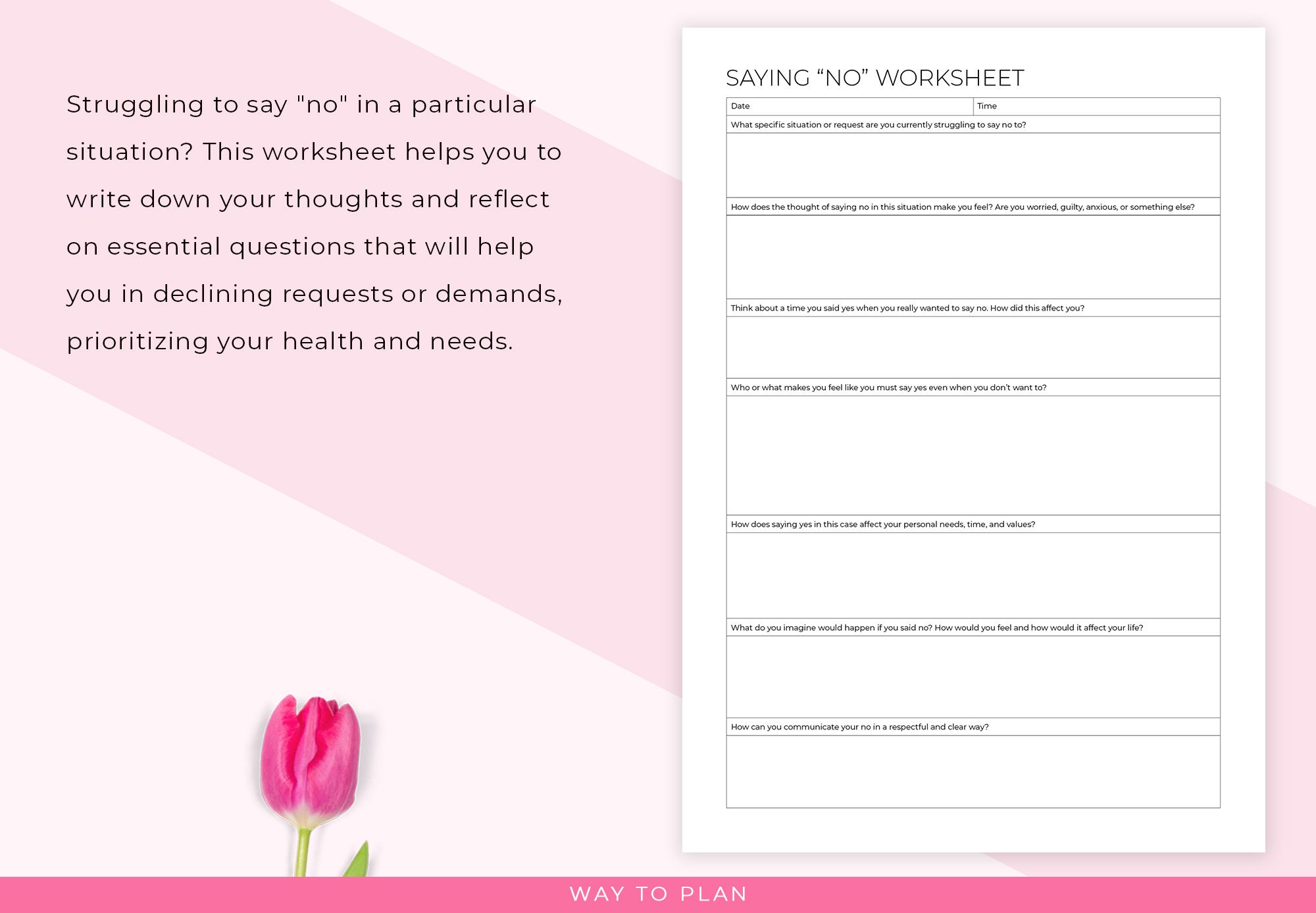 Saying "no" Worksheet to Help You Stand Firm in Declining Requests or ...