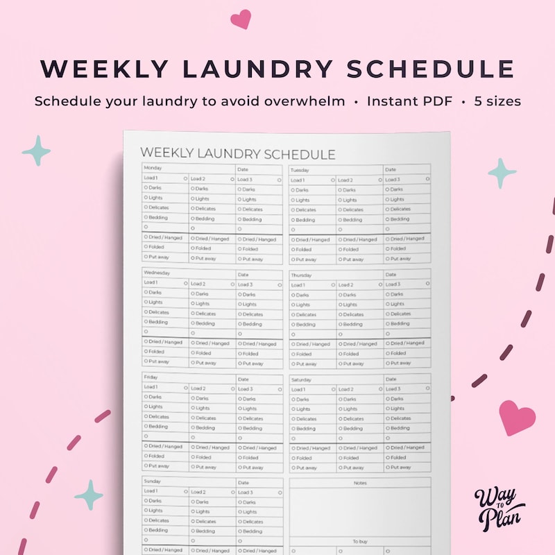 Laundry Schedule - Etsy